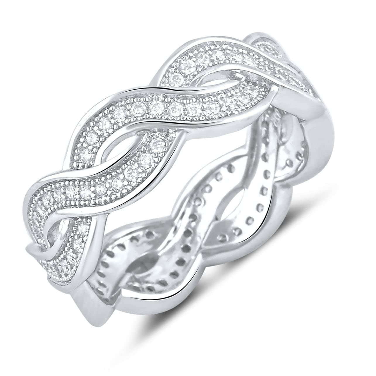 SILVERCLOSEOUT Sterling Silver Cz Infinity Eternity Ring - Size 7