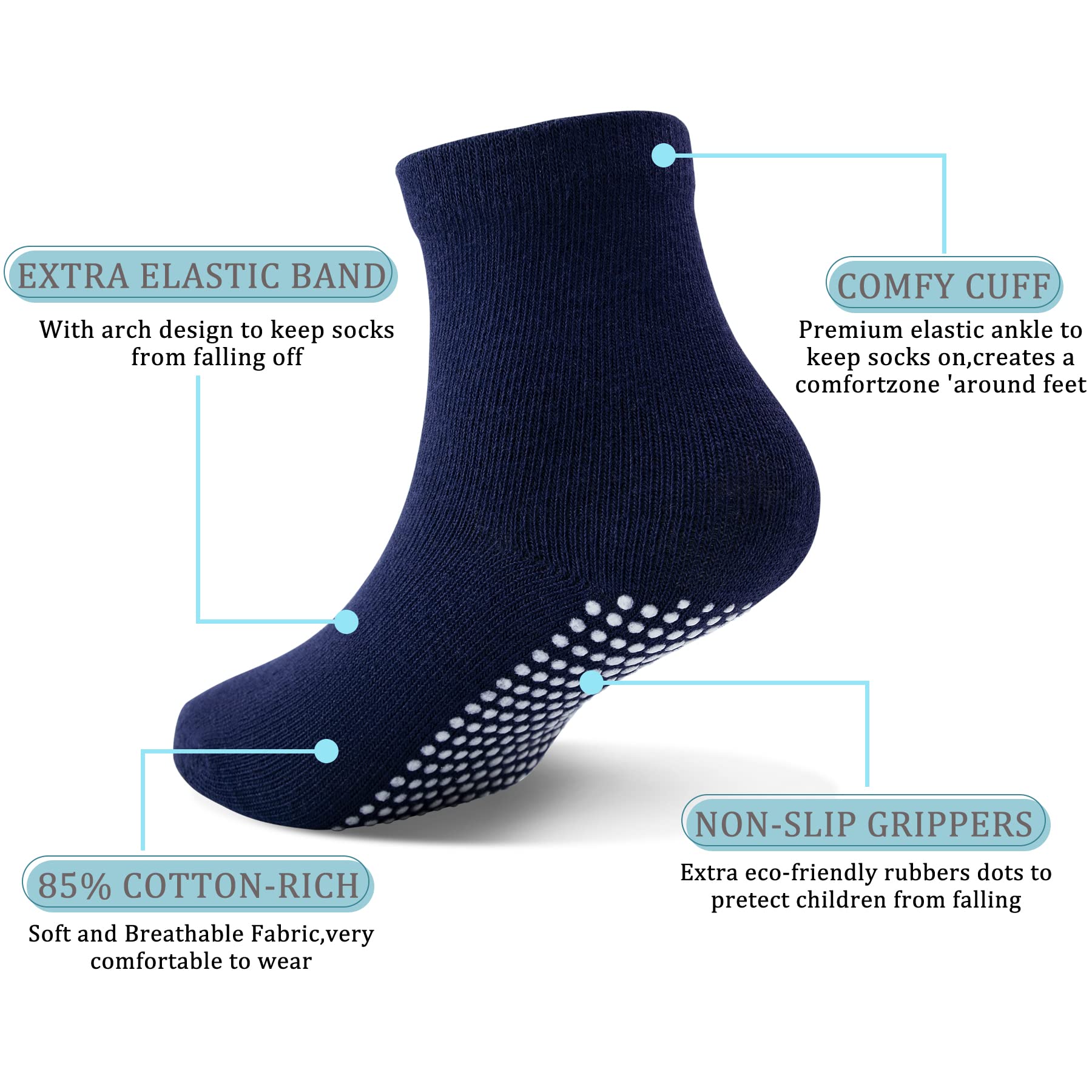 Tenpluszero Kids Cotton Crew Socks 12 Pairs Toddler Kids Athletic Crew Socks for Boys and Girls