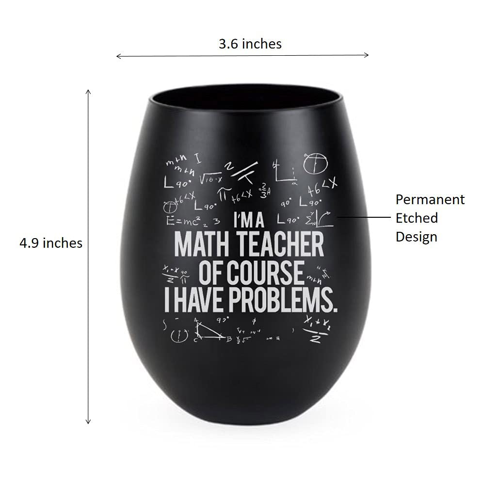 Valentines Day Gifts for Math Teacher, Math Teacher Funny Wine Glass Gift Set, Math Teacher Must Haves