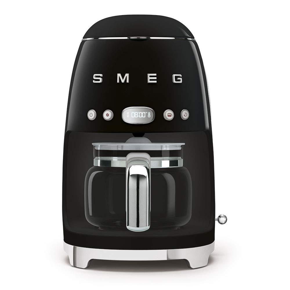 Smeg DCF02BLUS 50's Retro Style Drip Filter Coffee Maker Bundle CGF01BLUS Coffee Grinder - Black