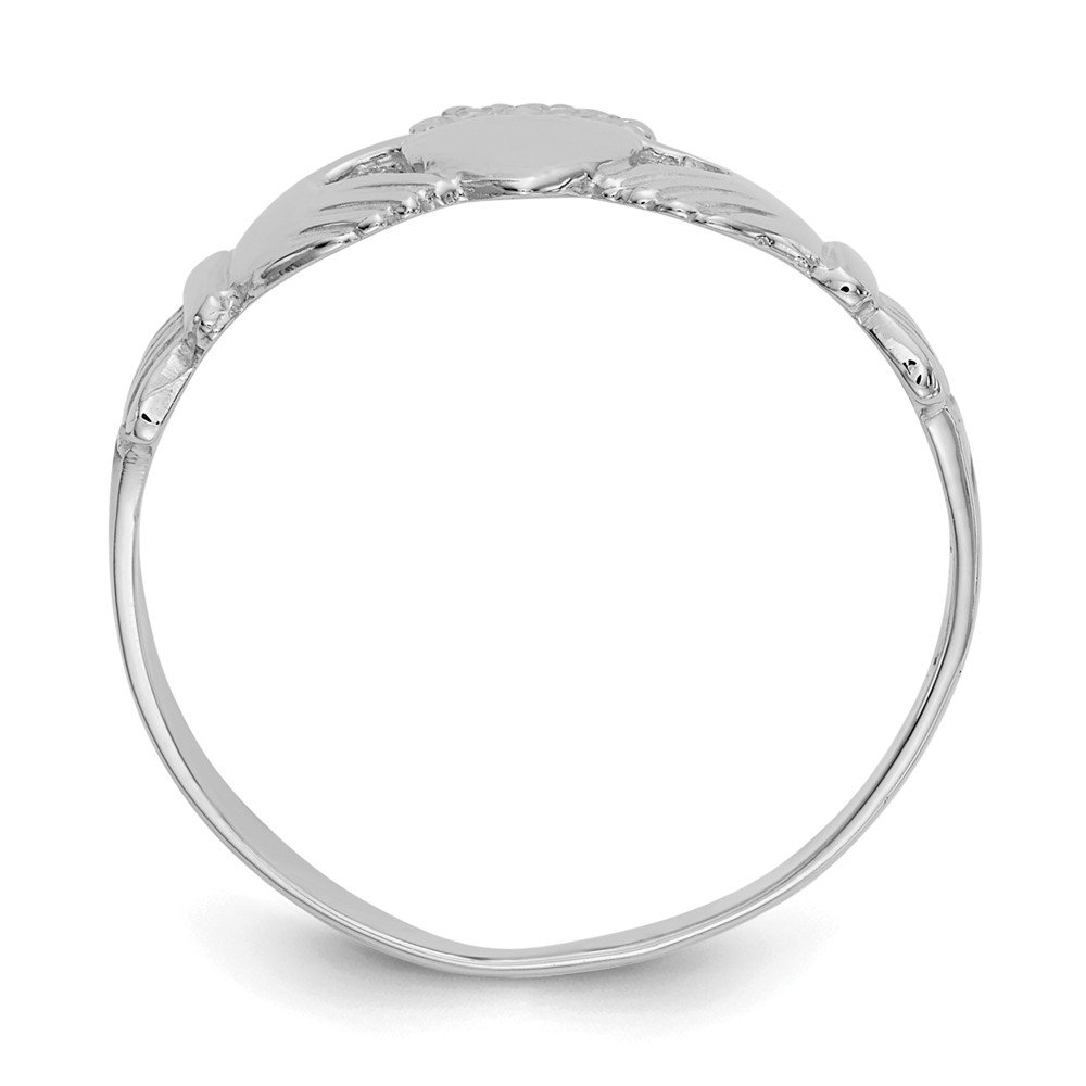 Solid 14k White Gold Ladies Irish Claddagh Celtic Ring Band Size 6.5