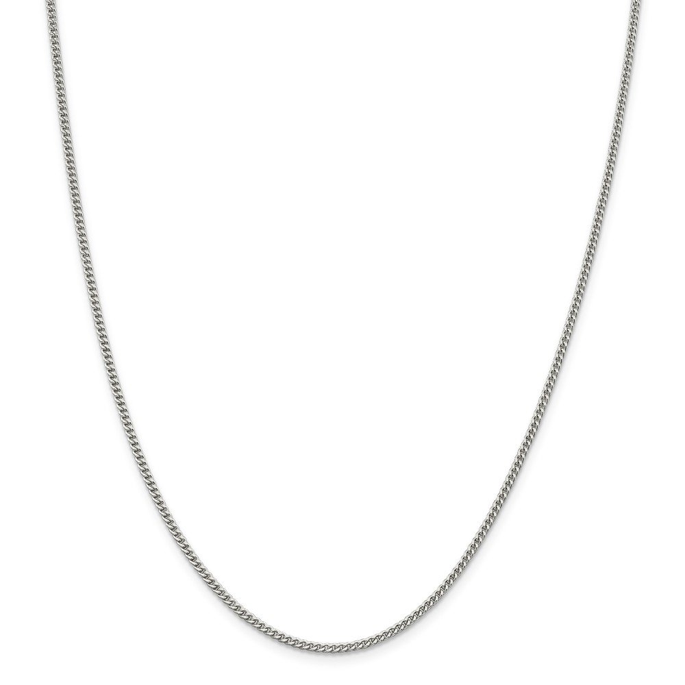 Solid 925 Sterling Silver 2mm Curb Cuban Chain Necklace - with Secure Lobster Lock Clasp 20"