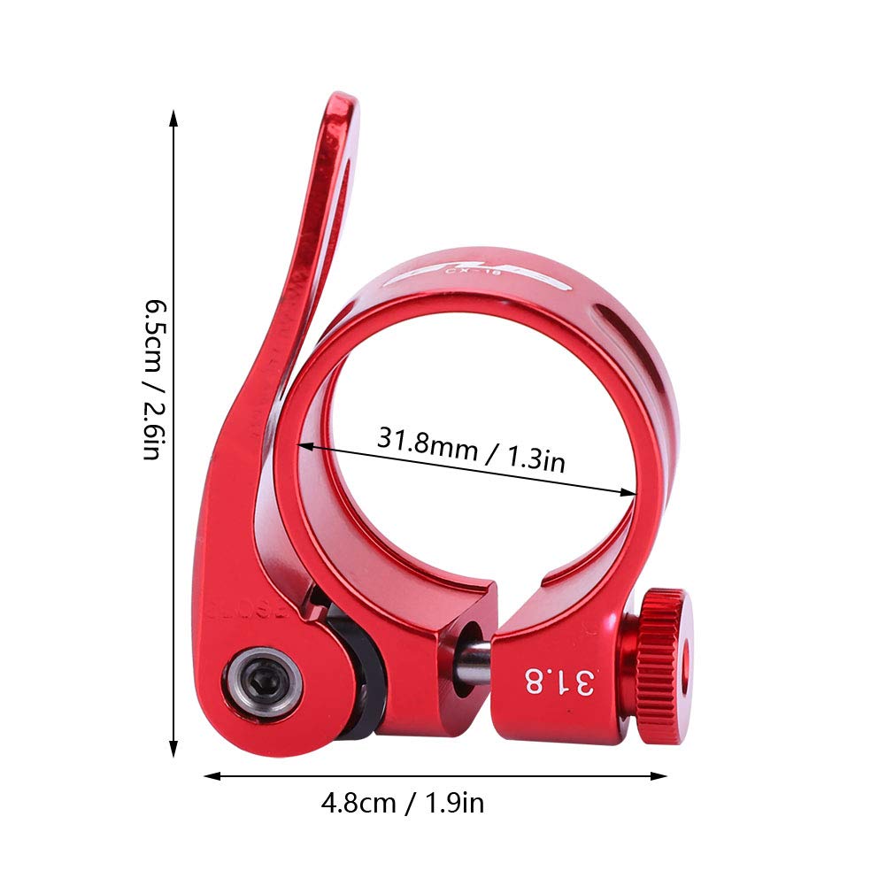 VGEBY1 Seatpost Clamp, Bicycle Seat Post Lock Quick Release Aluminum Alloy Cycling Part Seatpost Clip(31.8mm-Red)