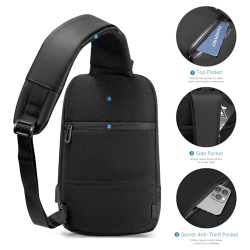 VGOAL Backpack Shoulder Crossbody Chest Bag for Men with USB Charging Port