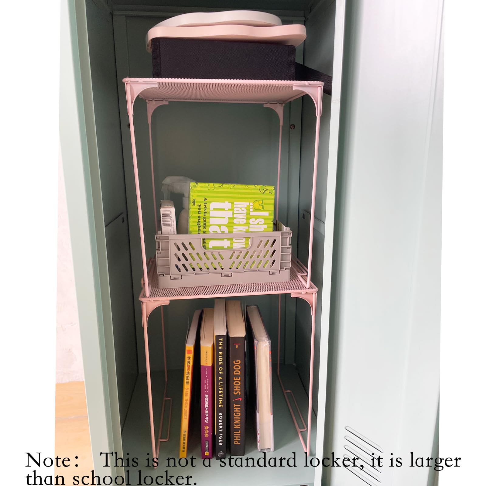 Svartur Shelf Pack, 2, Metal, Contemporary, Pink, Stackable, Space Saving, for School Locker Organizing