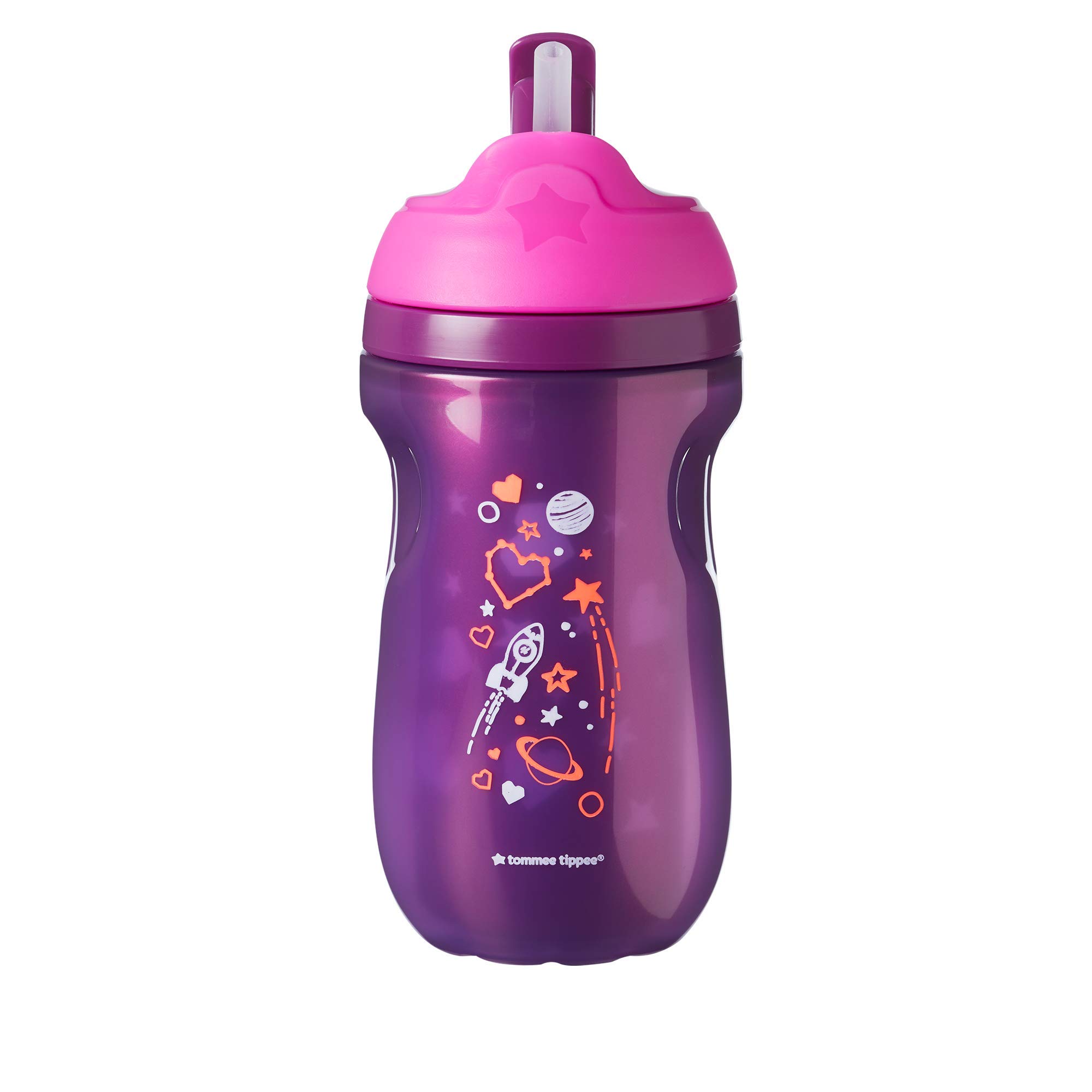 Tommee Tippee Insulated Toddler Straw Sippy Cup Tumbler | 12+ Months, Pink & Purple – 2 Count