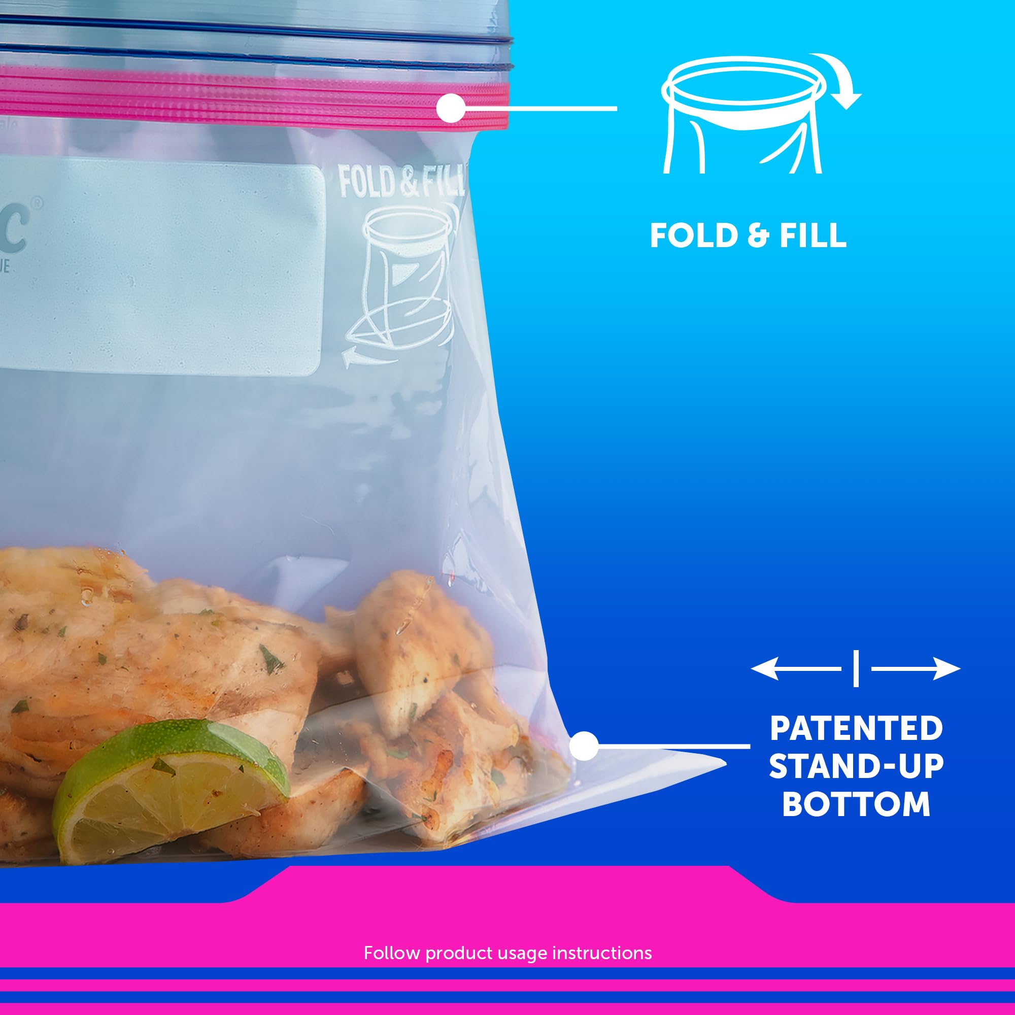 Ziploc Gallon Food Storage Bags, Grip 'n Seal Technology for Easier Grip, Open, and Close, 19 Count