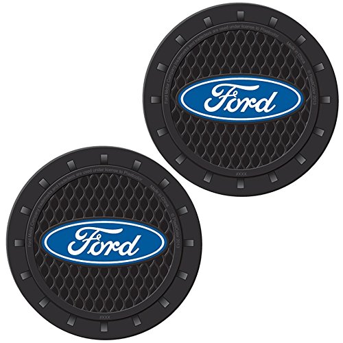 Plasticolor 000651R01 Ford Oval Auto Car Truck SUV Cup Holder Coaster 2-Pack , Blue