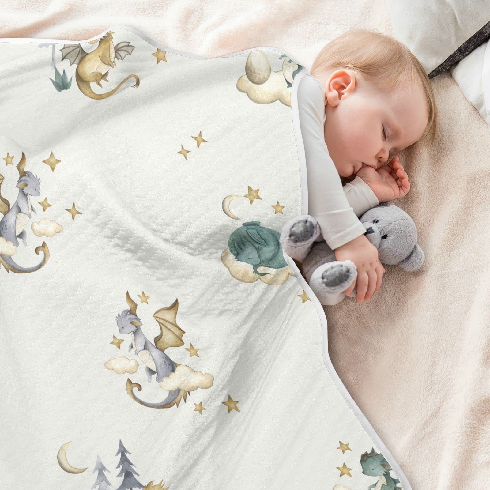 Swaddle Blanket Dragon Baby Cotton Blanket for Infants, Receiving Blanket, Lightweight Soft Swaddling Blanket for Crib, Stroller, Nursery Blankets, Fairytale, 30x40 in