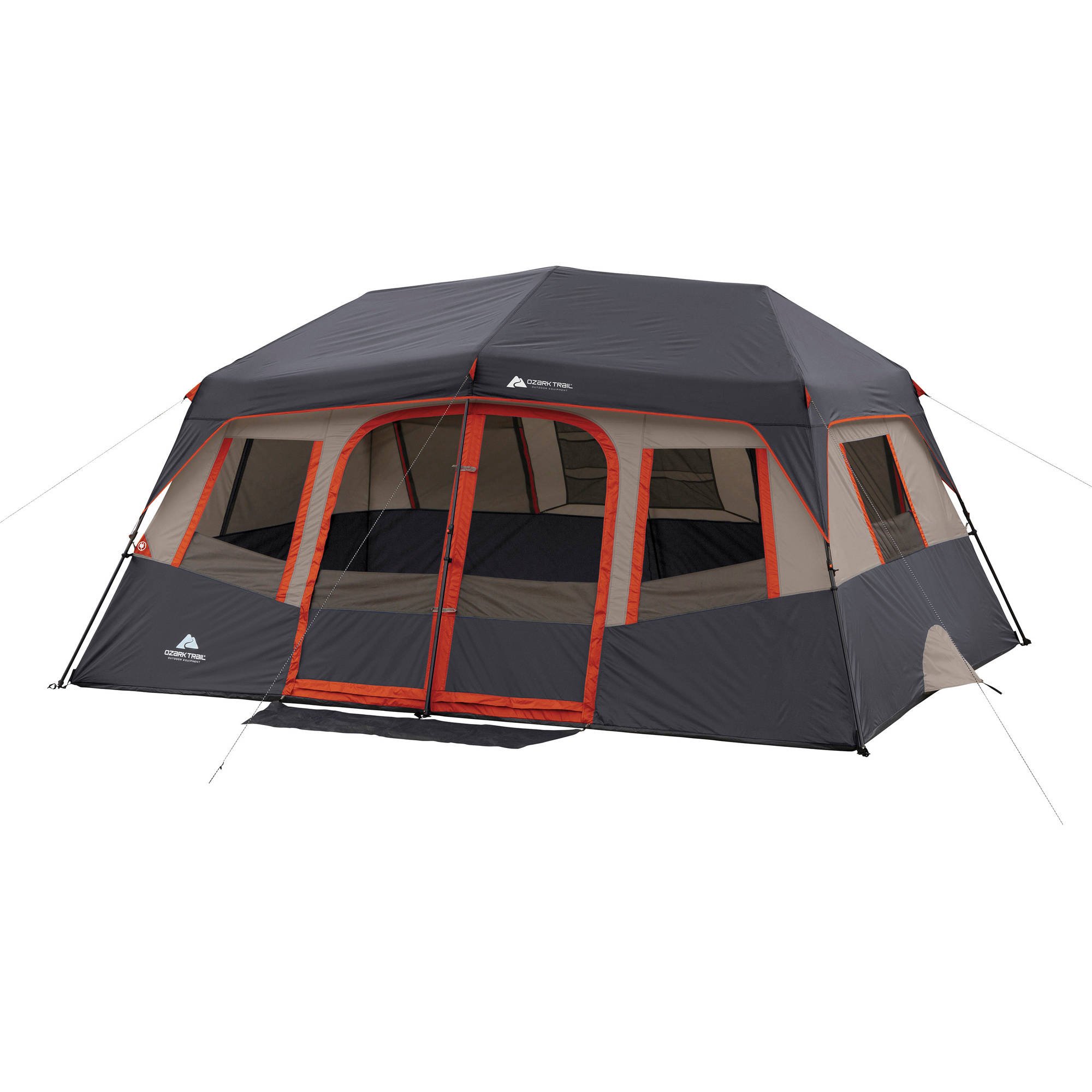 Roomy,No Assembly Required—Poles Pre-Attached to Tent,Just Unfold and Extend Ozark Trail 14' x 10' Orange Instant Cabin,Sleeps 10,with Carry Bag and Tent Stakes Included