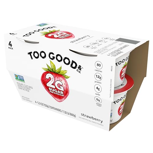 Too Good & Co. Strawberry Flavored Greek Yogurt Cultured Product, 5.3 OZ Cups