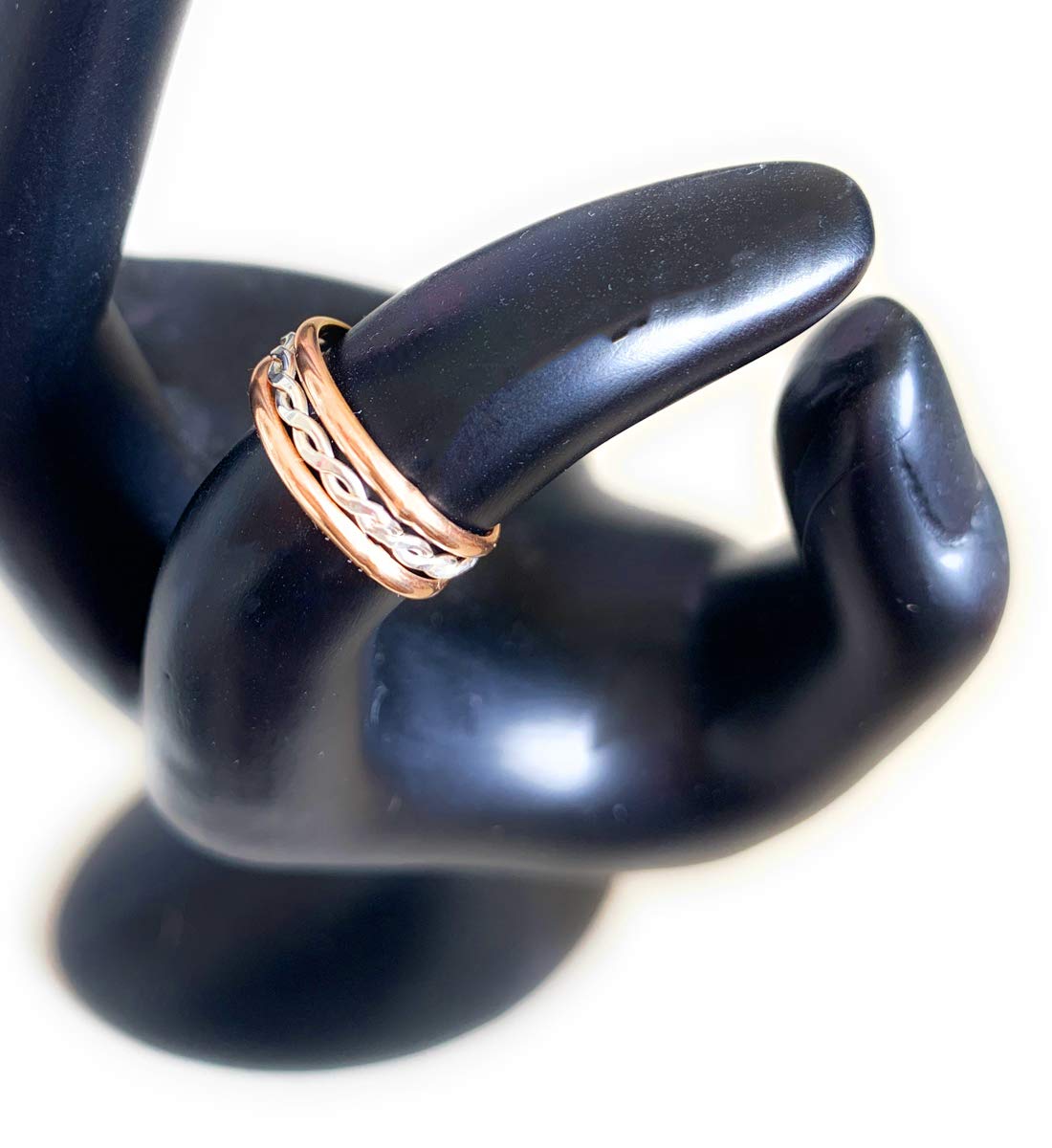 Toe Ring | Braid Stack 14K Gold Fill & Sterling Silver | Unisex Adjustable Toe Ring for Men or Women | One Size Fits All | Two-Tone Mixed Metal Ring