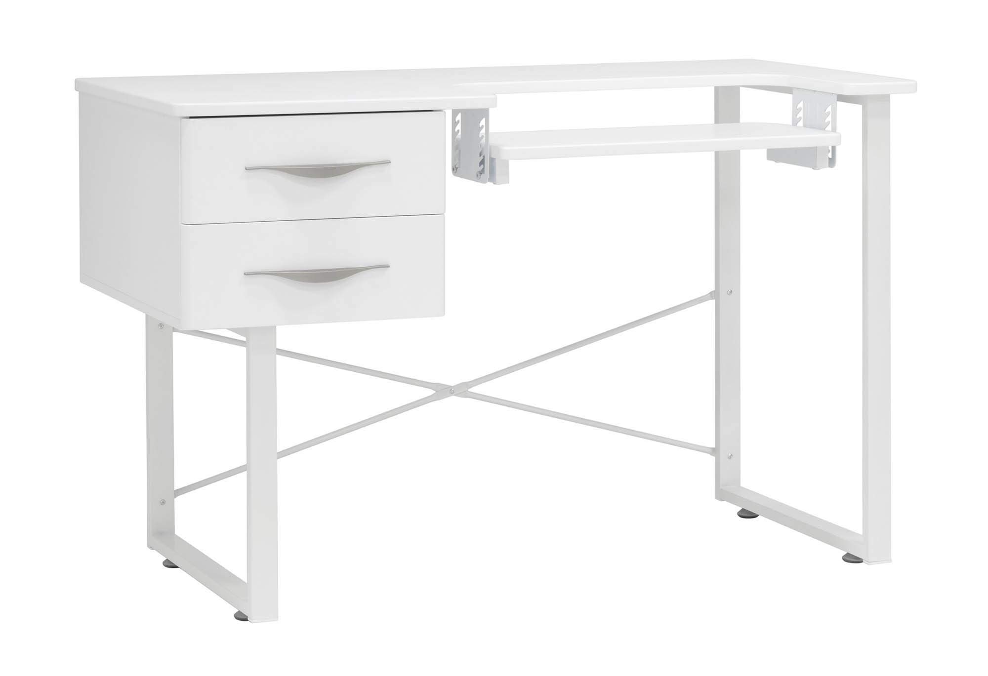 Sew Ready , White Pro Line Craft, Sewing, and Office Desk with 2 Drawers