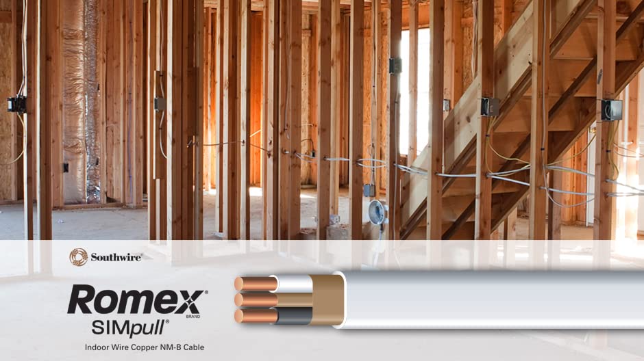 Southwire Romex Brand Simpull Solid Indoor 14/2 W/G NMB Cable 100ft Coil - SW# 28827423