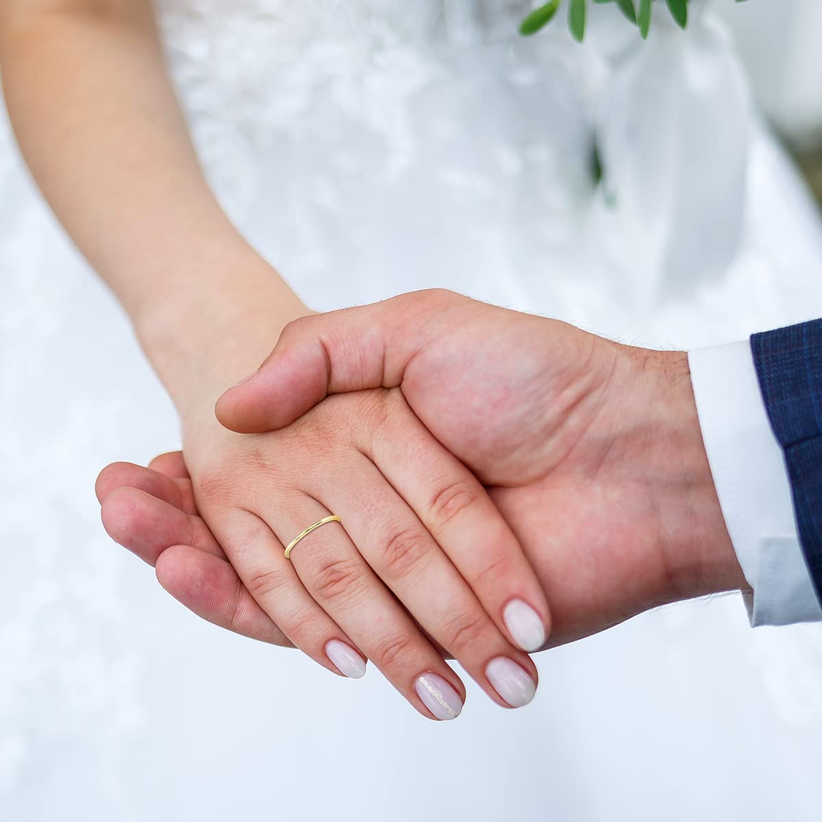 SZUL 1mm Thin Domed Wedding Band Available in 14K Yellow Gold, 14K White Gold, and 14K Rose Gold (Yellow-gold, 8.5)
