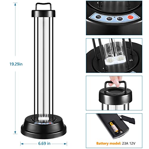 UV Germicidal Lamp Light Sanitizer with Ozone Bulb UV-C Light 46W Remote Control Timer 15 min/ 30 min / 1 Hour for Car Living Room Bedroom Household Kitchen Hotel Pet Area