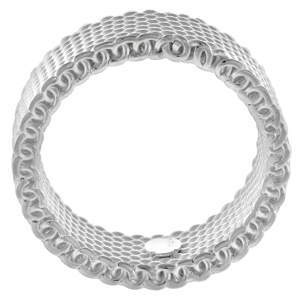 Sterling Silver Heavy Mesh Ring Handmade 5/16 inch wide, size 6