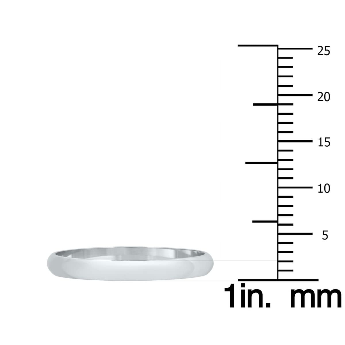 SZUL 2mm Domed Wedding Band in 10K White Gold