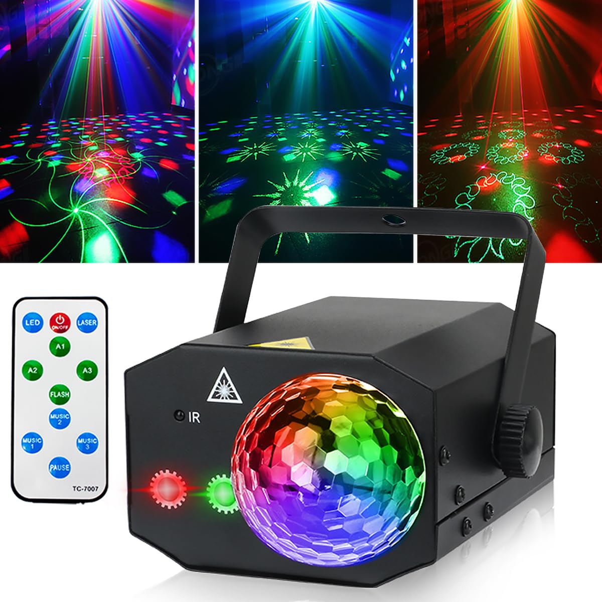 Party Lights, Disco Ball Lights,Dj Disco Lights,Rave Lights Stage Light Strobe Lights Laser Lights Sound Activated with Remote Control for Xmas Club Bar Parties Holiday Dance Christmas Birthday âŚ