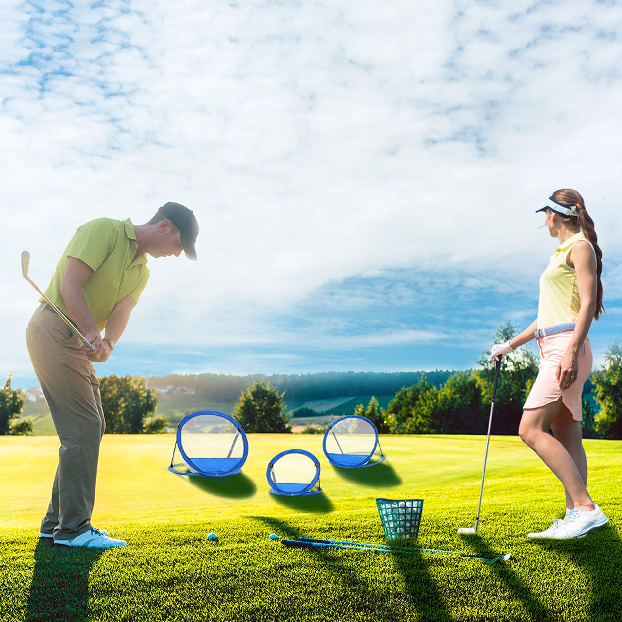 Tri Great USA CORP Golf Net Practice Equipment, Training Gear & Aids | Home, Office Sport Games, Gifts for Husband/Boyfriend (3-Pc. Combo Set)
