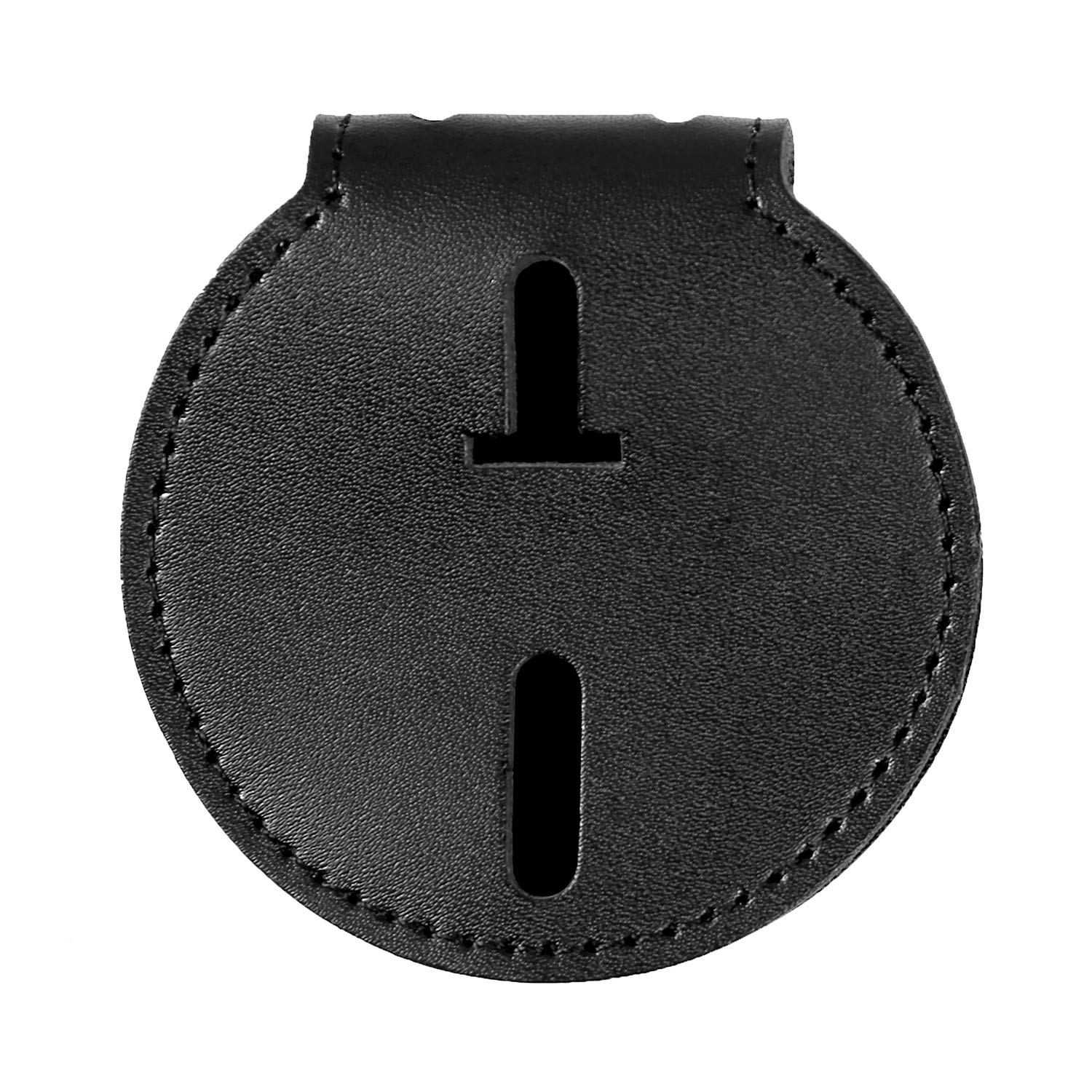 Sheriff Badge Holder, Made of Cowhide, Universal, Black, Deputy Badge Holder, Metal Clip and Chain Included