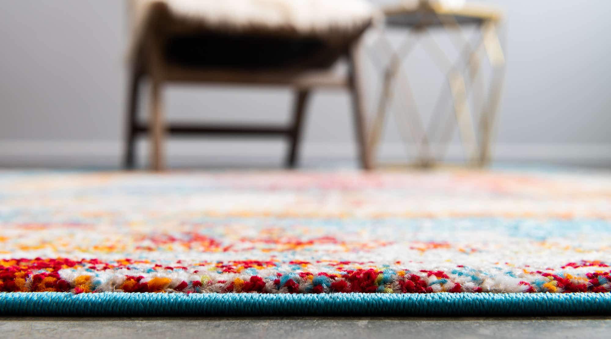 Unique Loom Rosso Collection Traditional, Medallion, Distressed, Bohemian, Vintage, Southwestern Area Rug, 5 ft x 8 ft, Multi/Blue