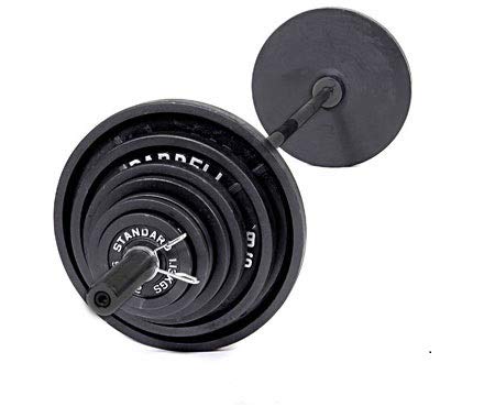 WF Athletic Supply 300 LB Cast Iron Olympic Weight Set with 7’ Olympic Bar for Muscle Toning, Strength Building, Weight Loss - Multiple Choices Available (a. Charcoal)