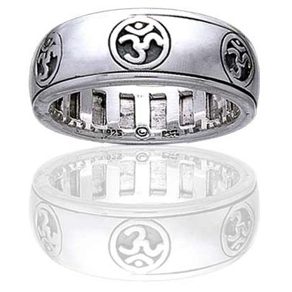 Sterling Silver OM or Aum Hindu Yoga Symbol Meditation Spin Ring Size 4(Sizes 4,5,6,7,8,9,10,11,12,13,14,15)