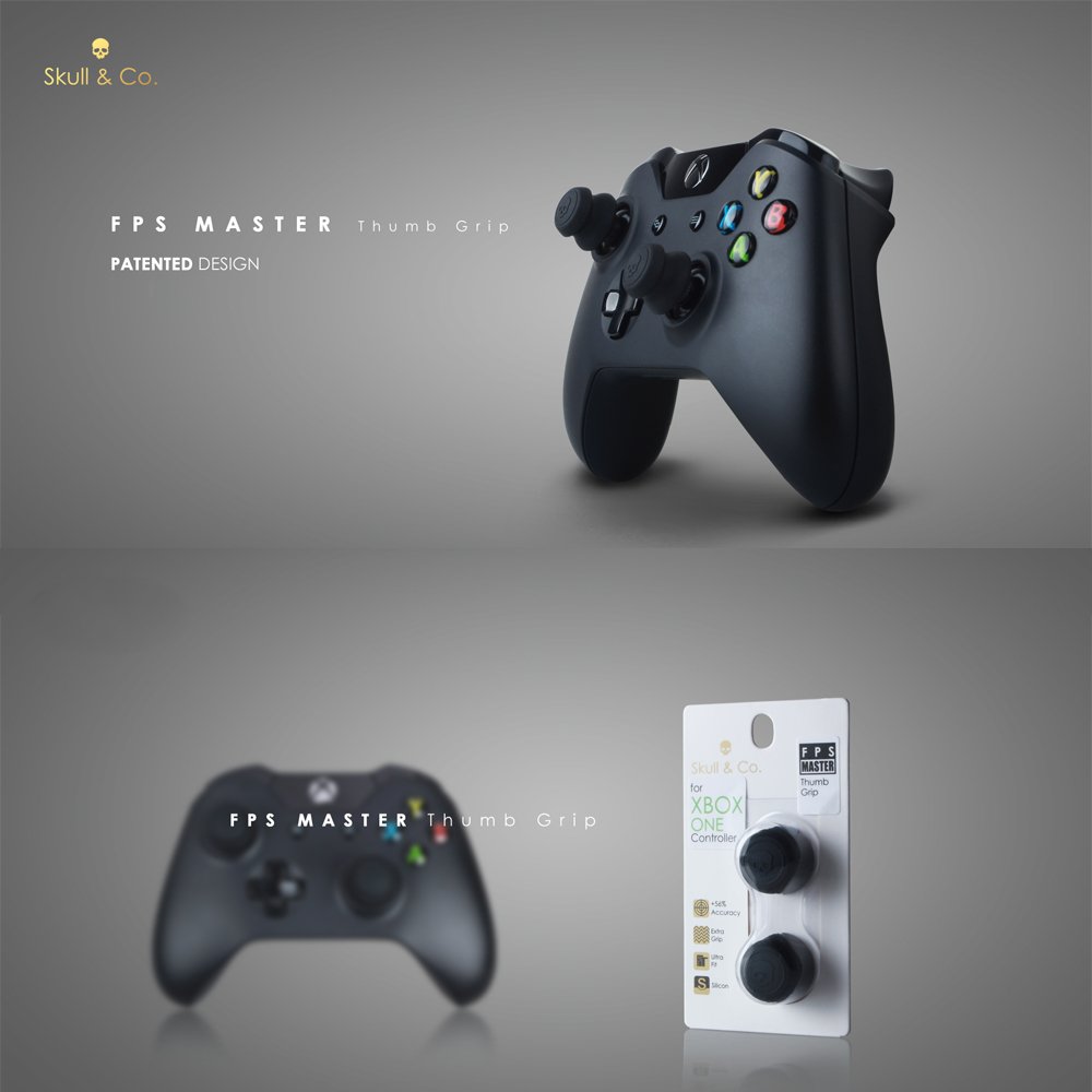 Skull & Co. Professional Gamer Analog Controller Thumb Grips Joystick Cap FPS Master Thumbstick Cover for Xbox One ( Black )