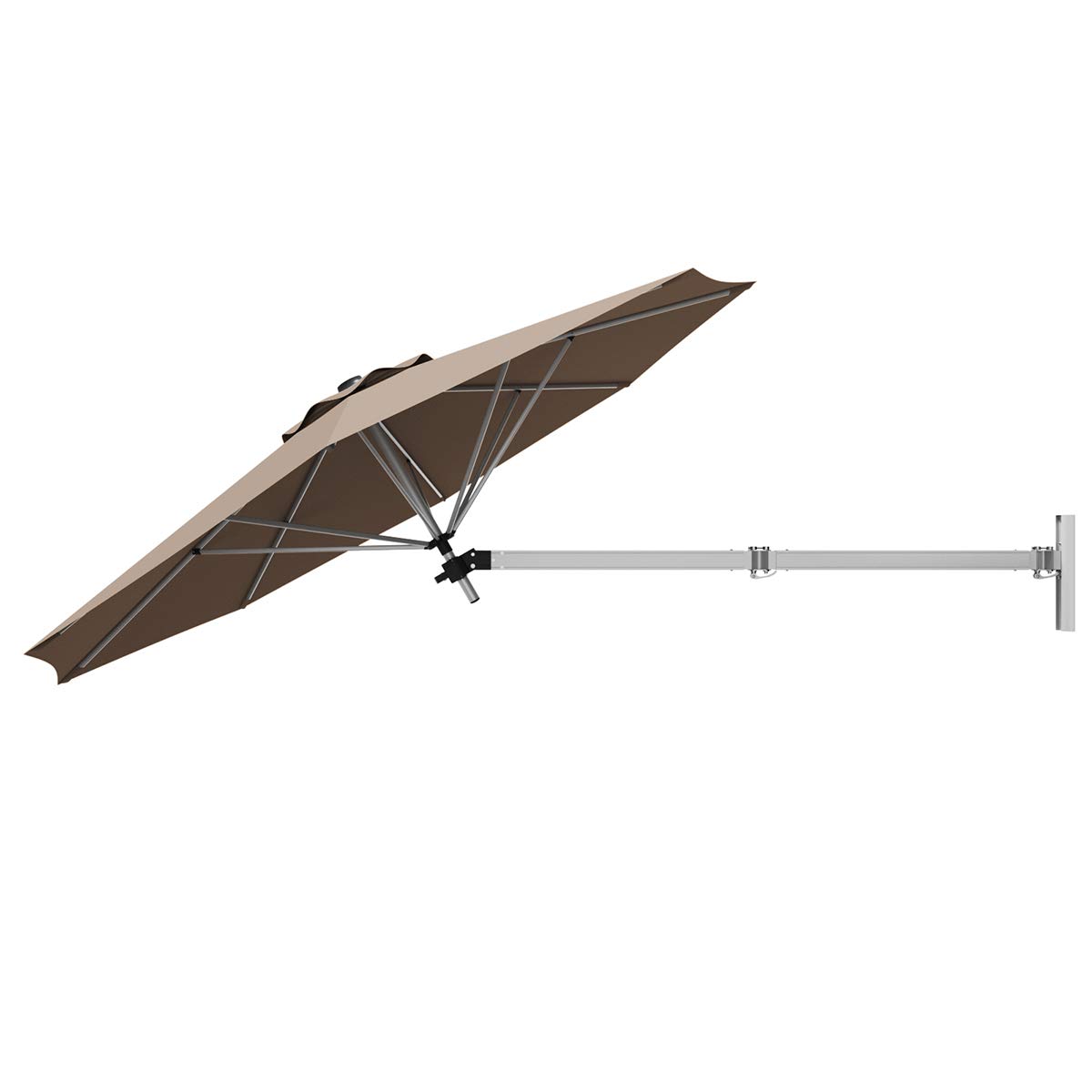 Tangkula 8 FT Wall Mounted Patio Umbrella, Outdoor Wall Umbrella with Adjustable Pole, Tilting Sunshade Umbrella with Wind Vent, Ideal for Garden Balcony Yard (Tan)
