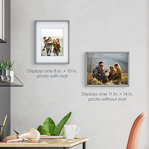 Studio Nova Picture Frame Displays 8 x 10 Photos 11 x 14 Without Mat, 11x14-Matted 8x10, Gray