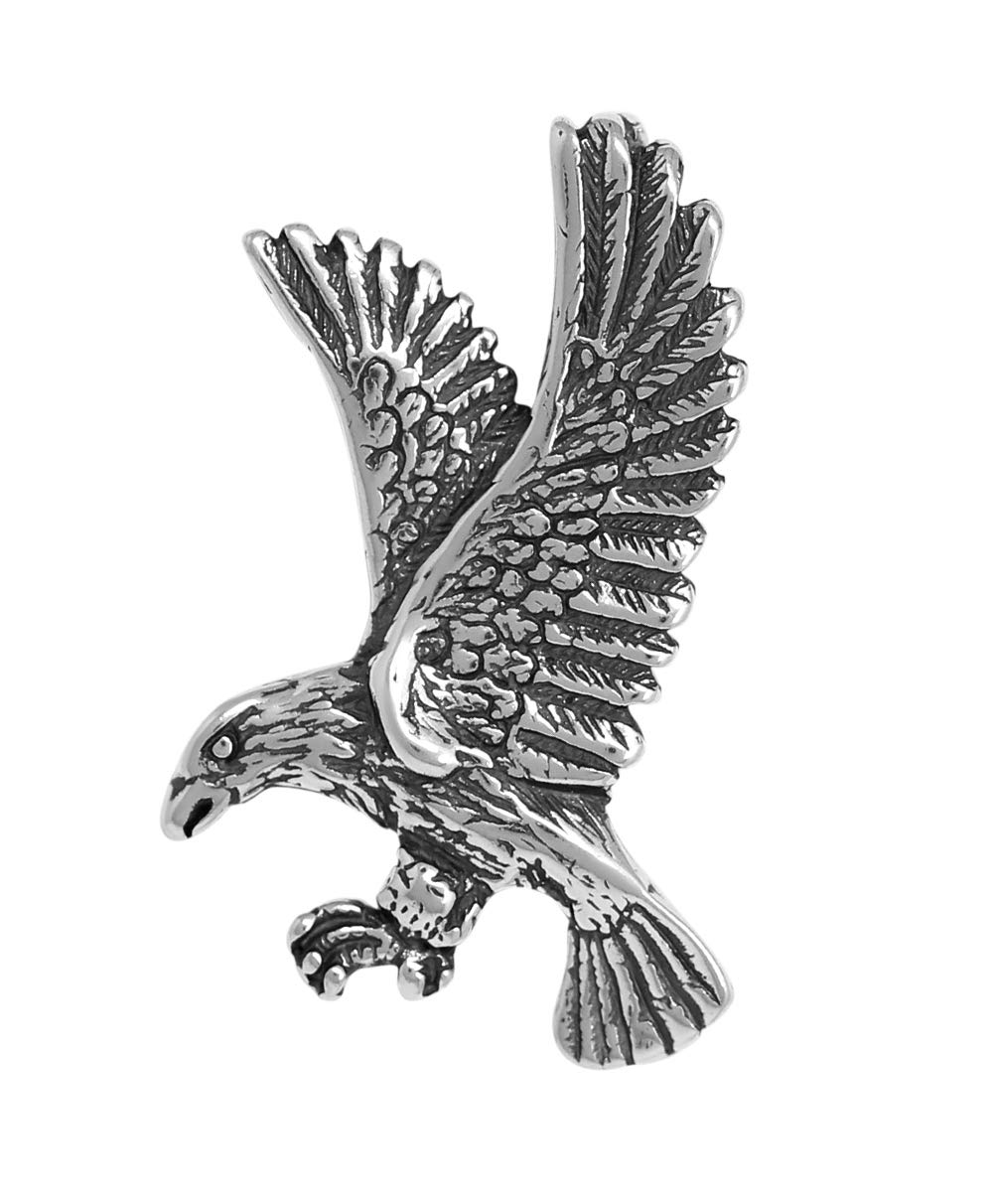 Raposa Elegance Sterling Silver Bald Eagle Slide Pendant (approximately 30.5 mm x 20 mm)