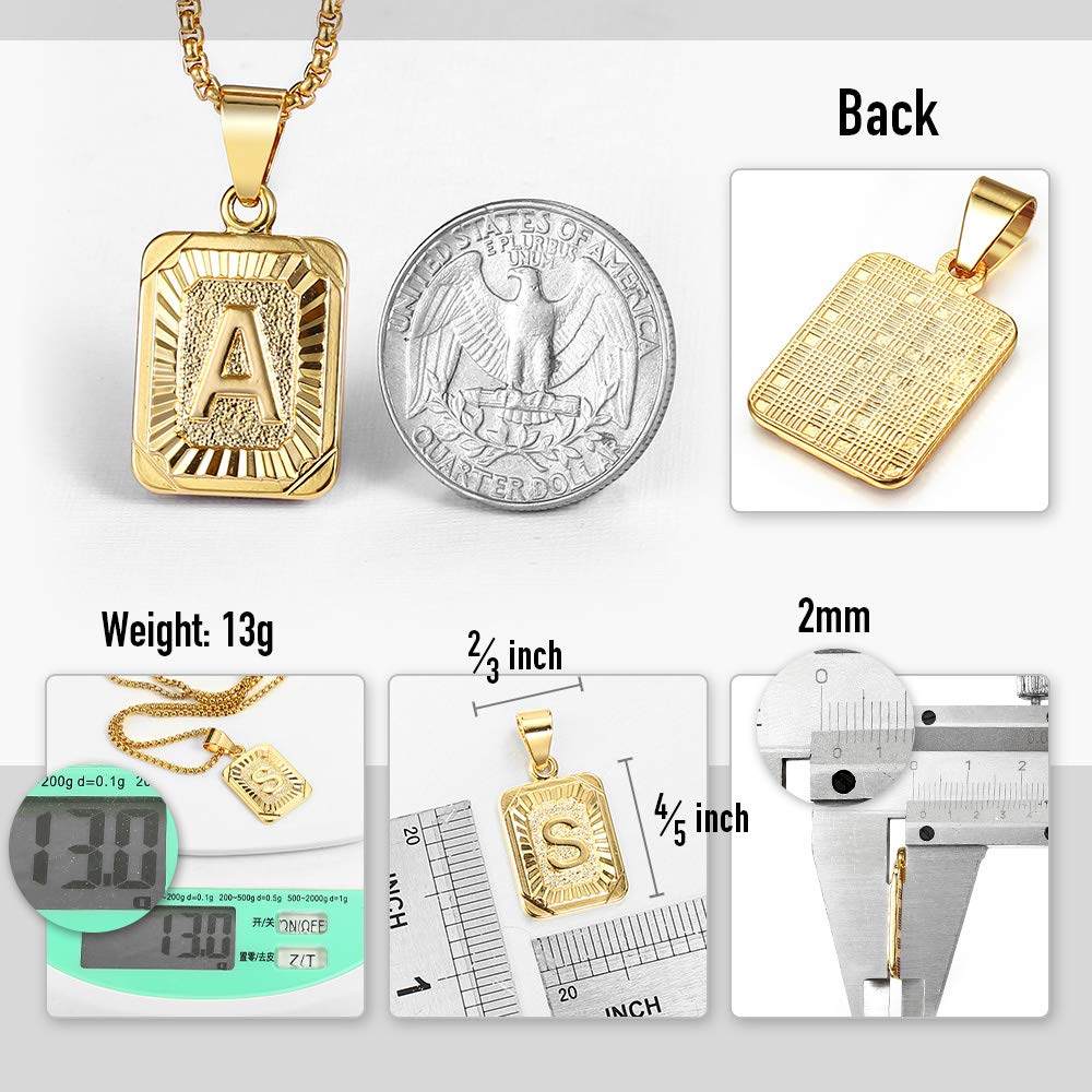 Trendsmax Initial Letter Pendant Necklace for Mens Womens Gold Plated Letter A Pendant Necklace Stainless Steel Box Link Chain 22inch
