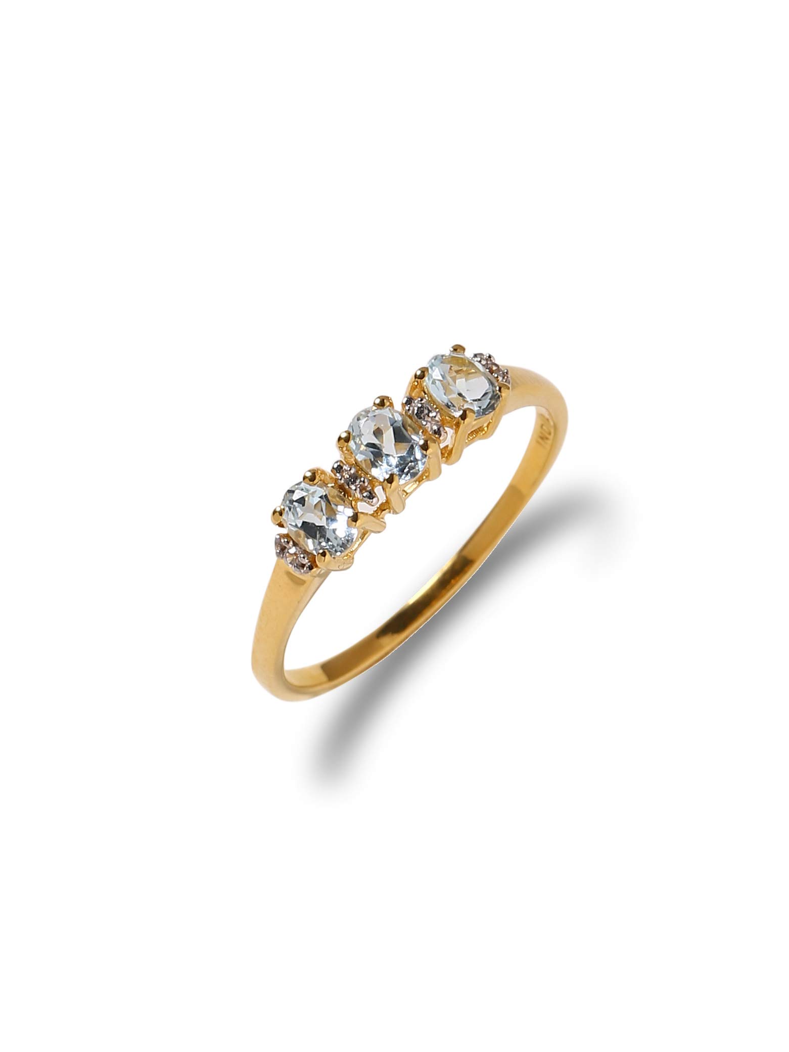YoTreasure 0.46 Ct. Sky Blue Topaz Solid 10k Yellow Gold Ring Jewelry (7)