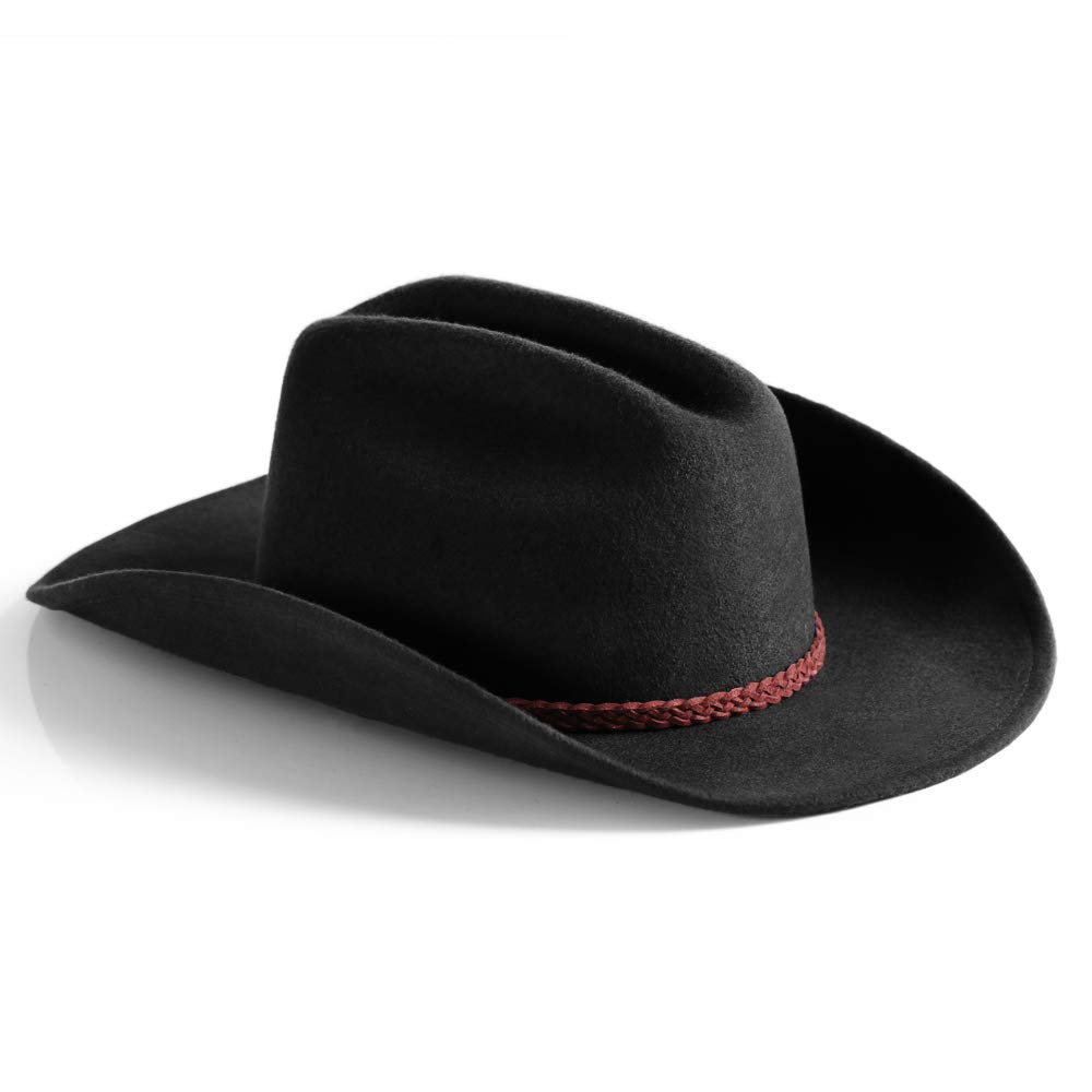 Samplife Western Cowboy Hat Men Mexican Style Cowgirl Wool Felt Fedora Cattleman Adult Outback Black