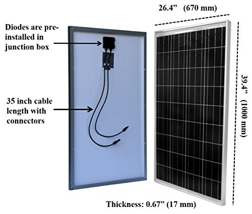 WindyNation 100 Watt Solar Kit with 20A Solar Charge Controller - Low Profile Solar Panel (100 Watt Solar Kit)