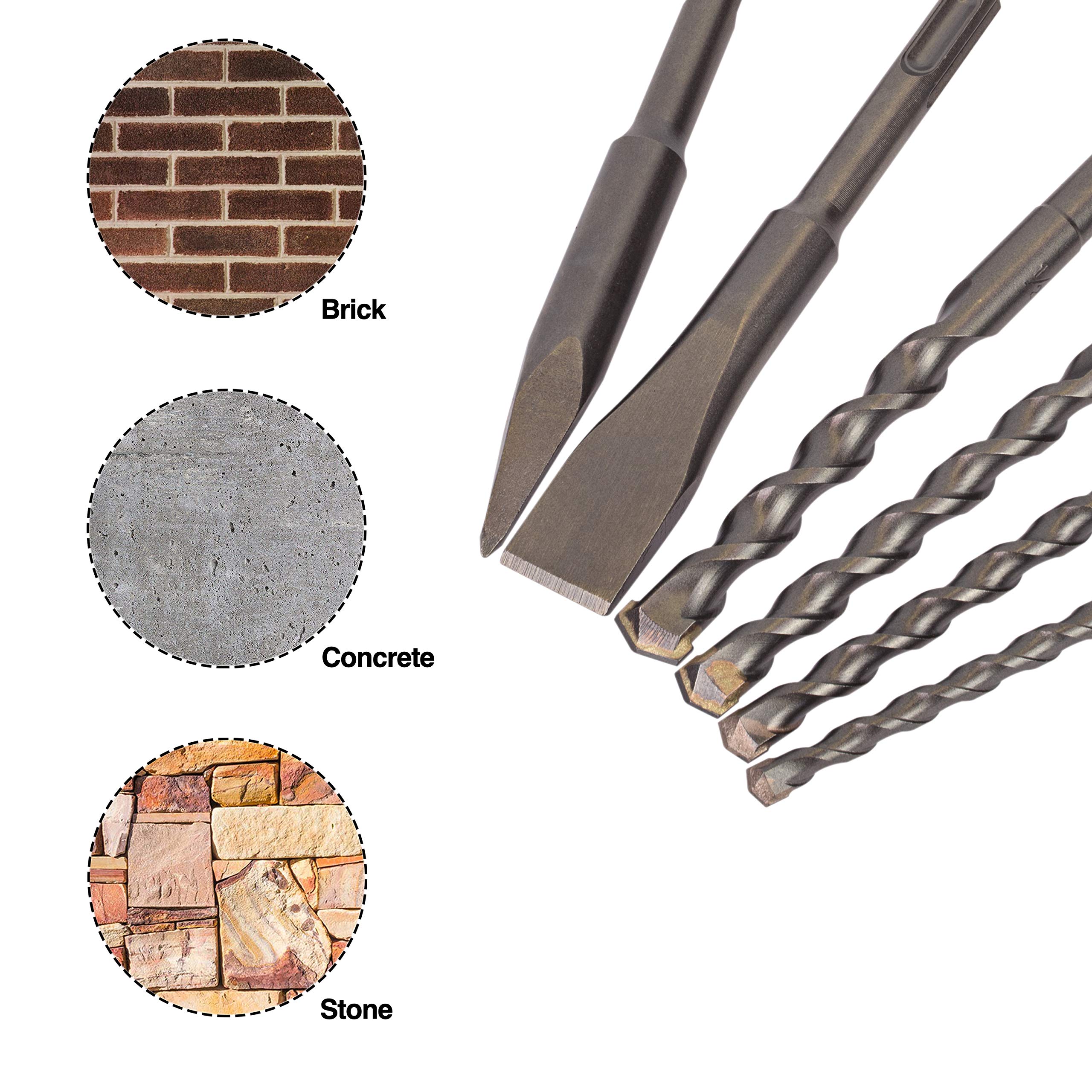 Sabre Tools 6-Piece SDS Plus Drill Bit Set, Carbide Tipped Masonry Bits for Brick, Stone, Concrete