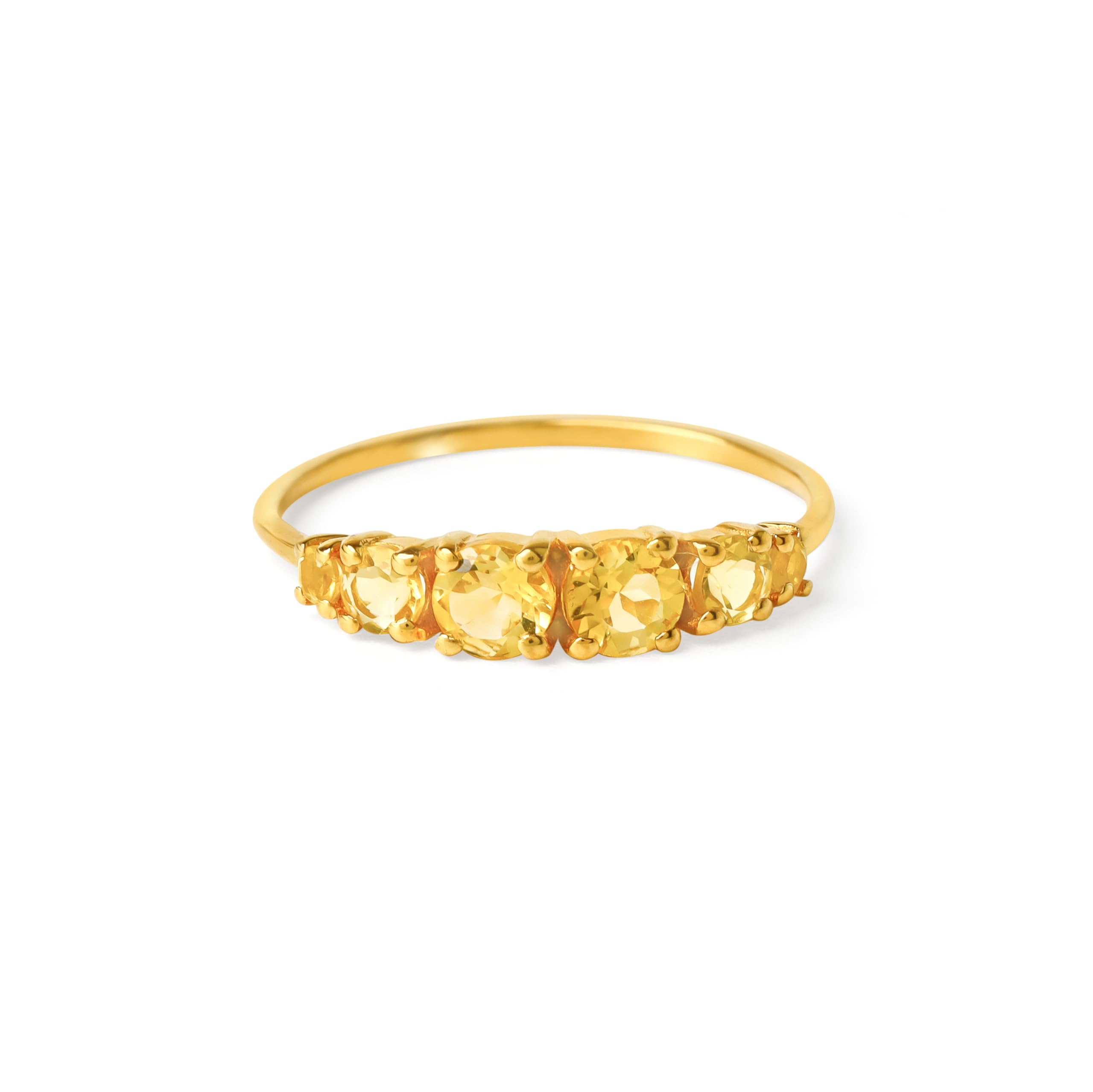 YoTreasure 18kt Gold Over Silver Natural Healing Crystal Citrine Ring Eternity Band