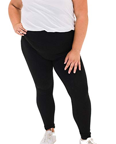 Spalding Women's High-Waisted Cotton Leggings | Comfortable Yoga Pants | Black | Large