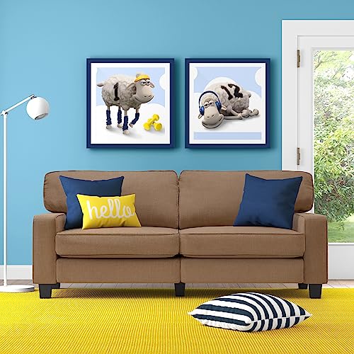 Serta Palisades 78" Track Arm Sofa, Easy Care Polyester, Soft Pillow Back, Pocket Coil Seat Cushions, Removable Covers, Loveseat or Couch for Small Spaces, Living Rooms or Bedrooms, Tan