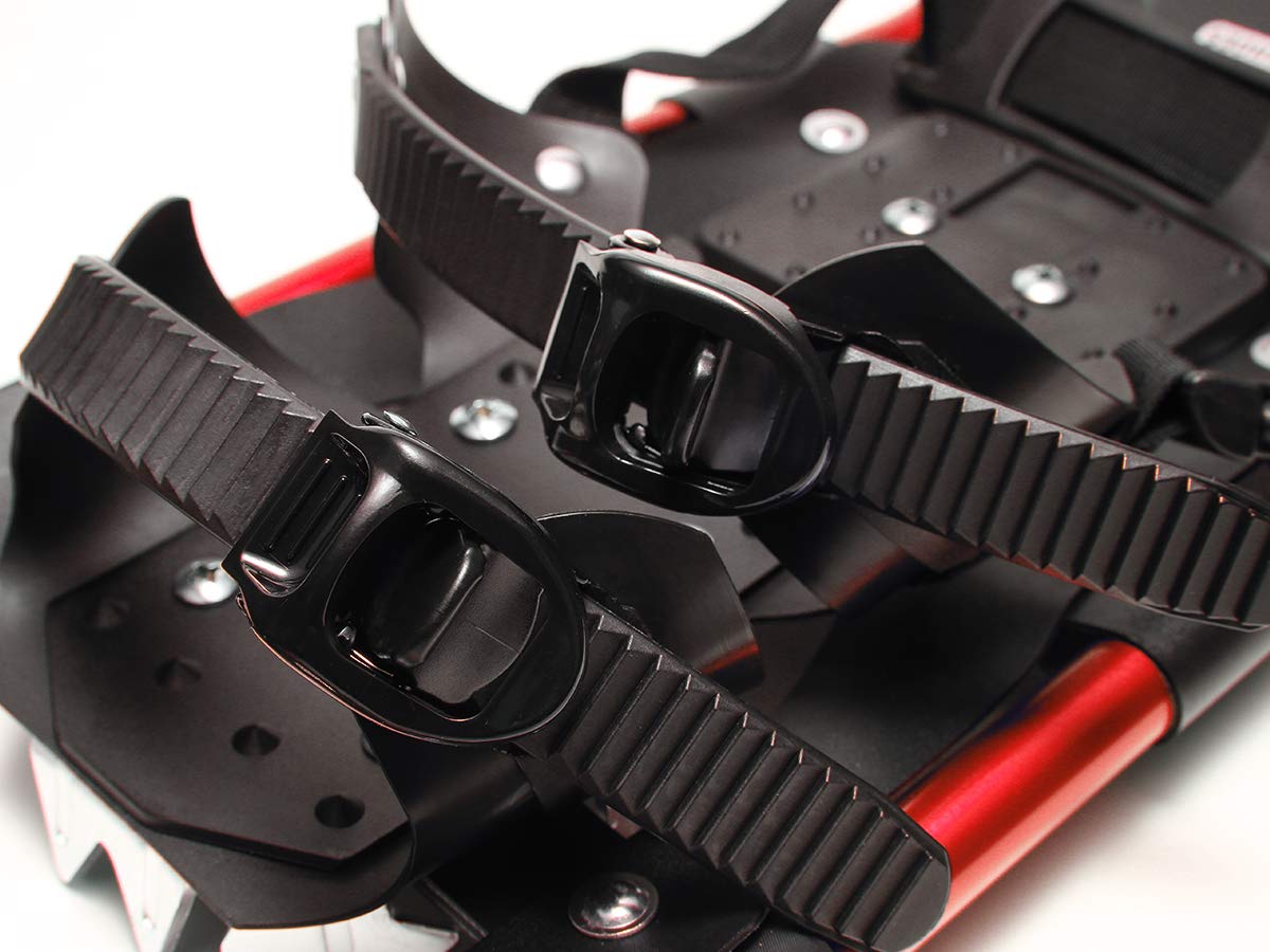 Snowshoes with Lightweight Aluminum Adjustable Ratchet Bindings for Men & Women (Carrying Tote Bag, Red, 25''x 8")