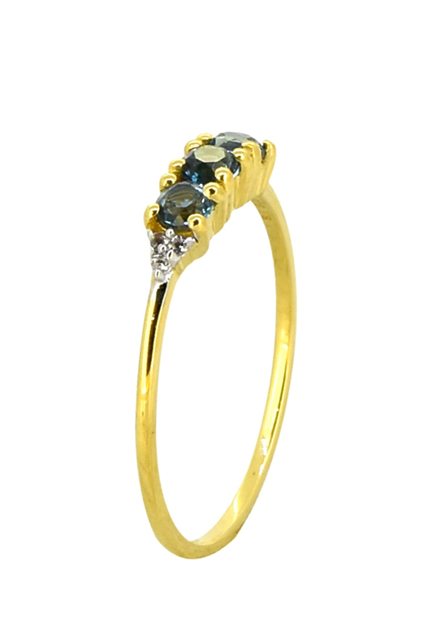 YoTreasure London Blue Topaz 18kt Gold Plated Over 925 Sterling Silver Eternity Band Ring
