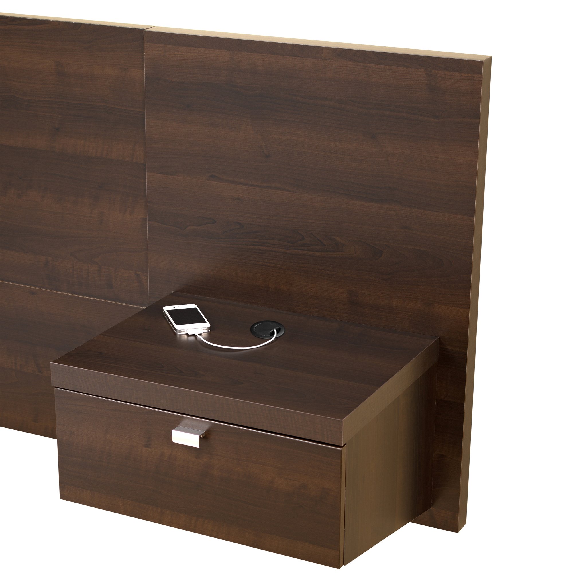 Prepac Series 9 Designer Floating King Headboard with Nightstands, Espresso