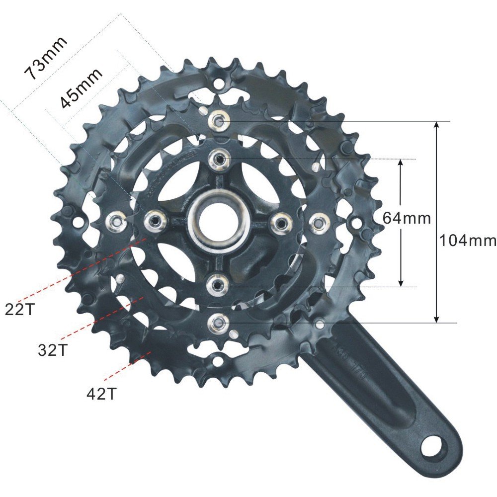 UPANBIKE Bike Crankset with Bottom Bracket for Road Bike Mountain Bicycle 8 9-Speed M430 Crank Set