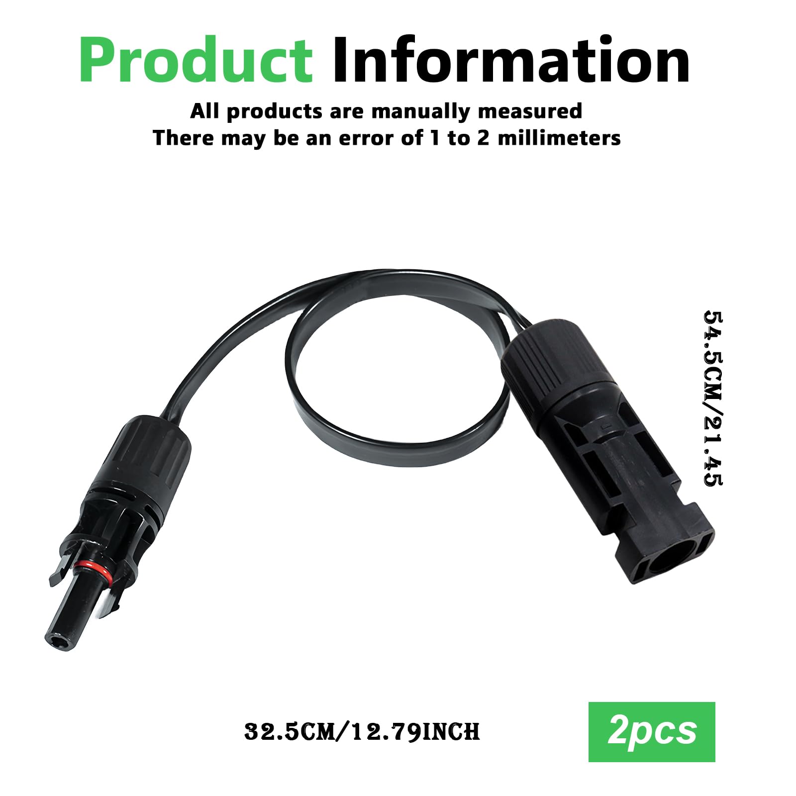 Rhitchy Solar Panel Extension Cable: 2 Pack Flat Solar Panel Cable, Solar Wire 90 Degrees Can be Bent Through The Window Photovoltaic Extension, Copper Row Photovoltaic Connecting Wire(42cm)