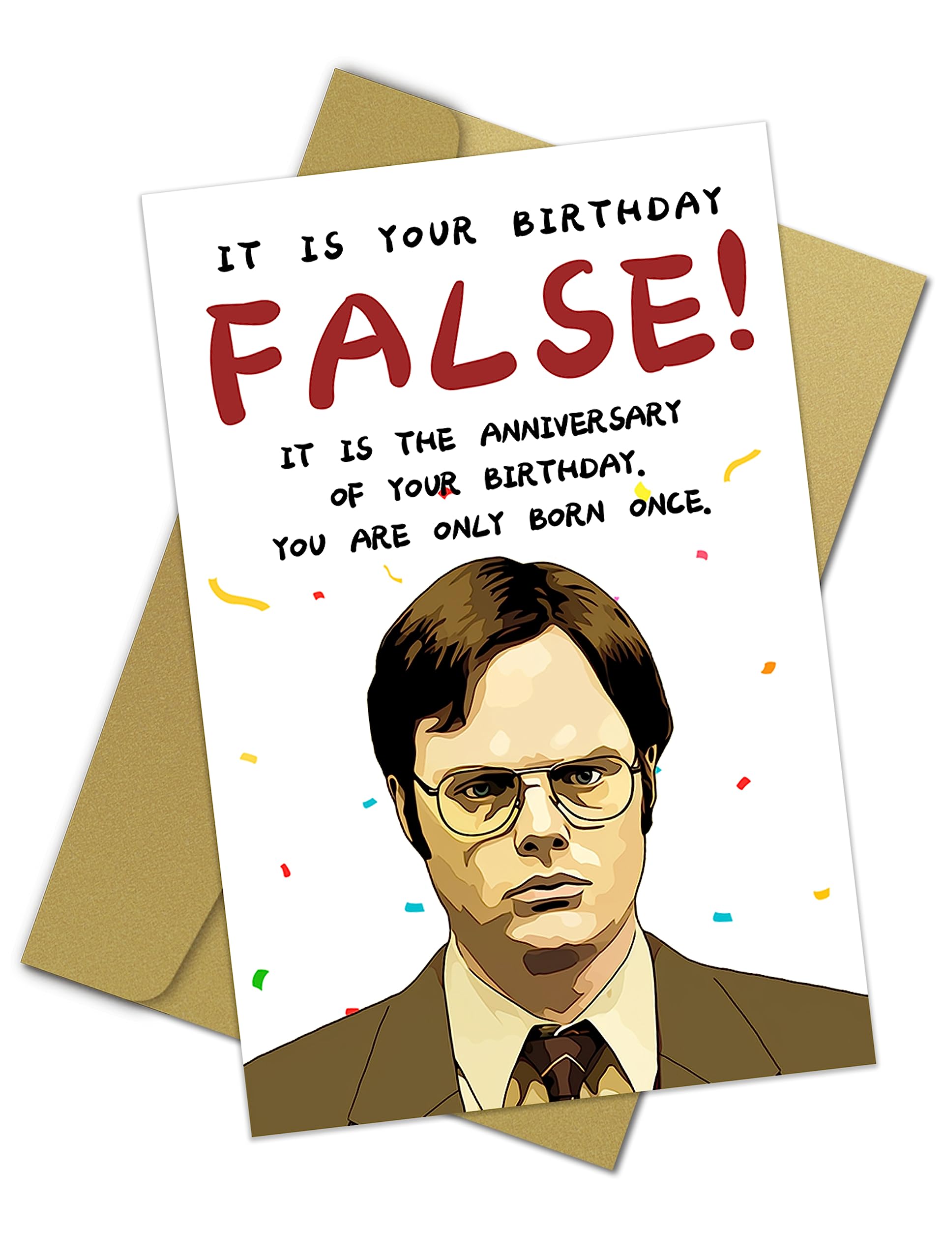Qiyepbro Dwight Schrute Office Birthday Card for Men