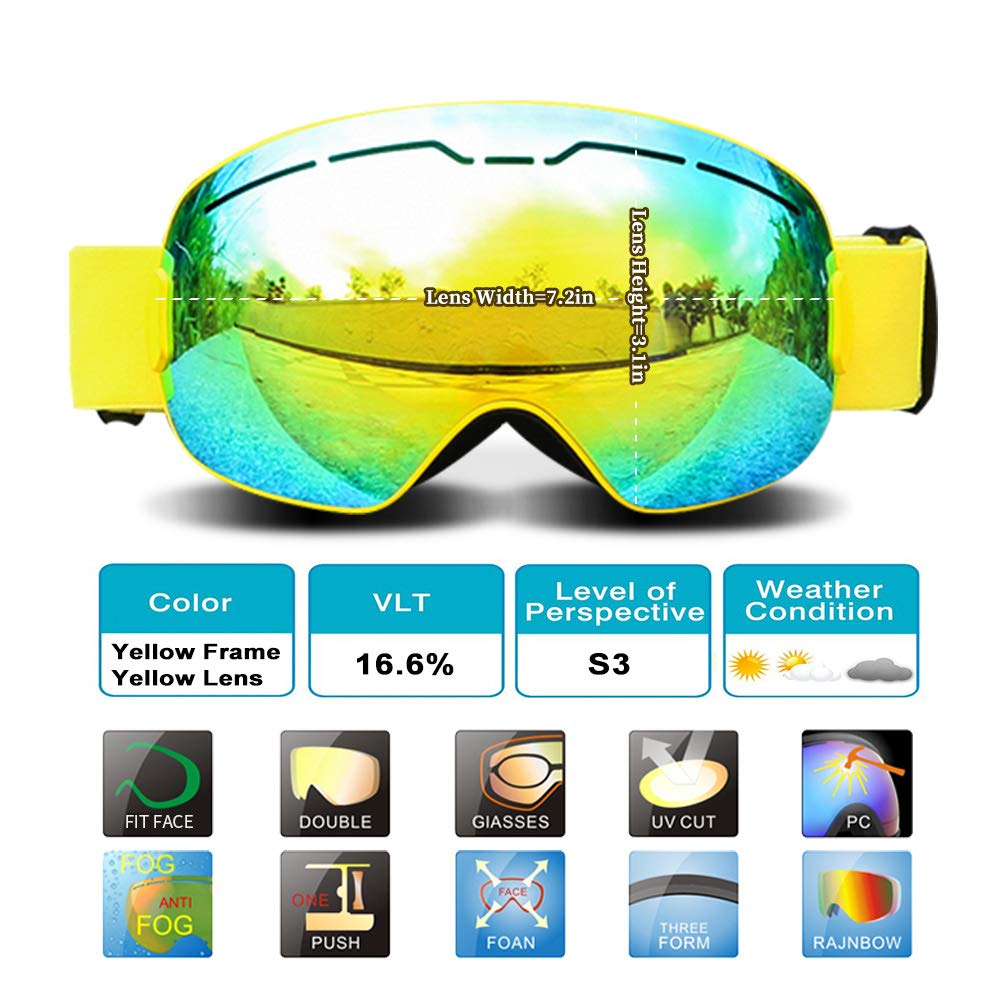 ROGSFN Ski Goggles for Men Womens & Youth Skiing Frameless 100% UV Protection,ski Snowboard Goggles
