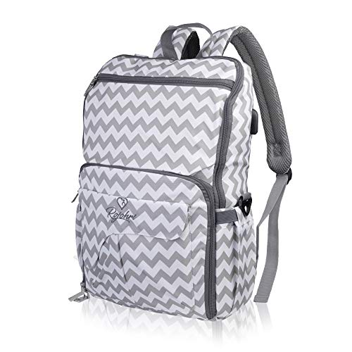 Rojohri Large Waterproof Diaper Bag,Unisex Baby Bag with Compartment Organizers,Insulated Pockets and USB port