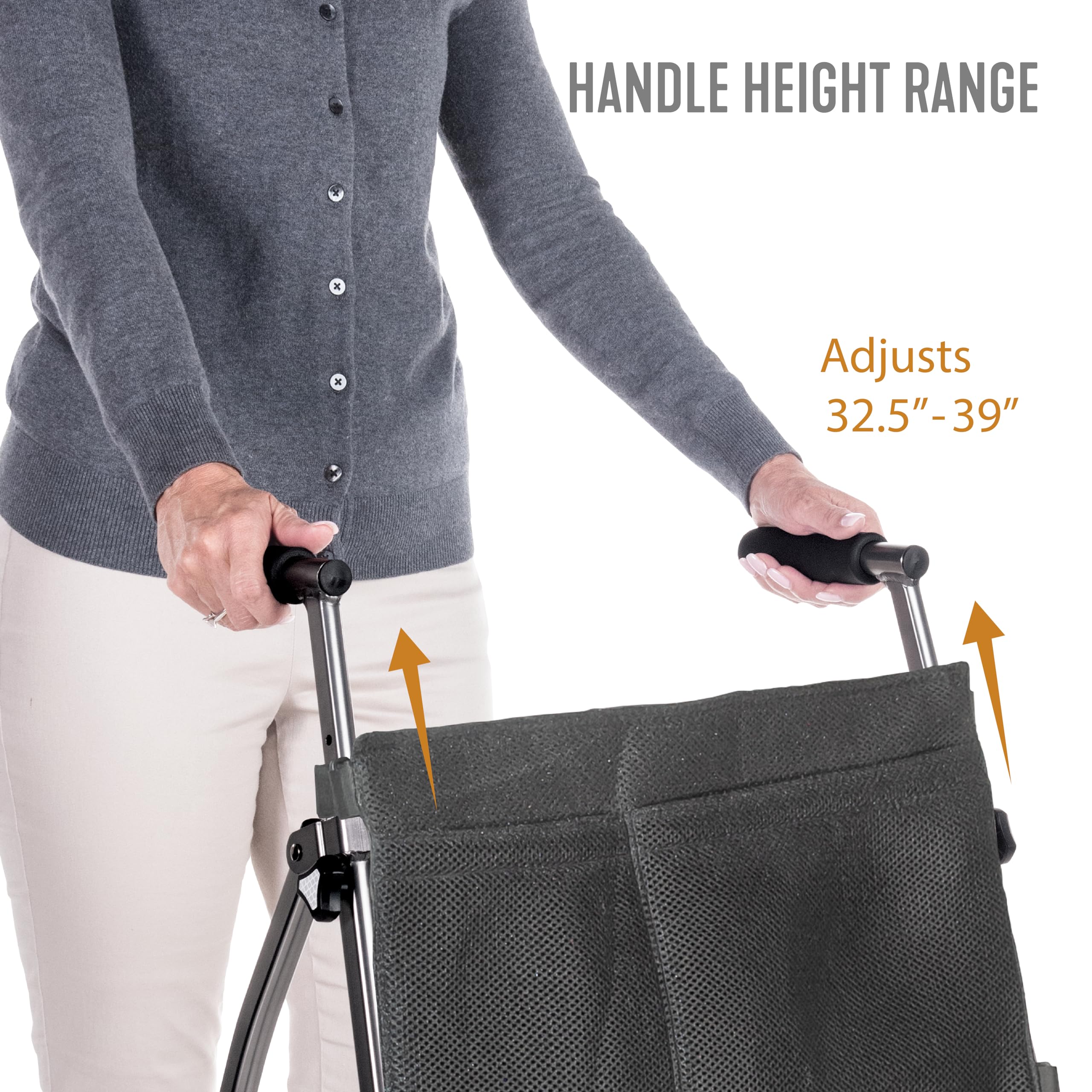Stander EZ Fold-N-Go Walker Lite, Lightweight Folding Walker for Adults, Seniors, and Elderly, Collapsible Travel Walker with Rubber Feet and Pouch, Compact Standard Walker, Black Walnut