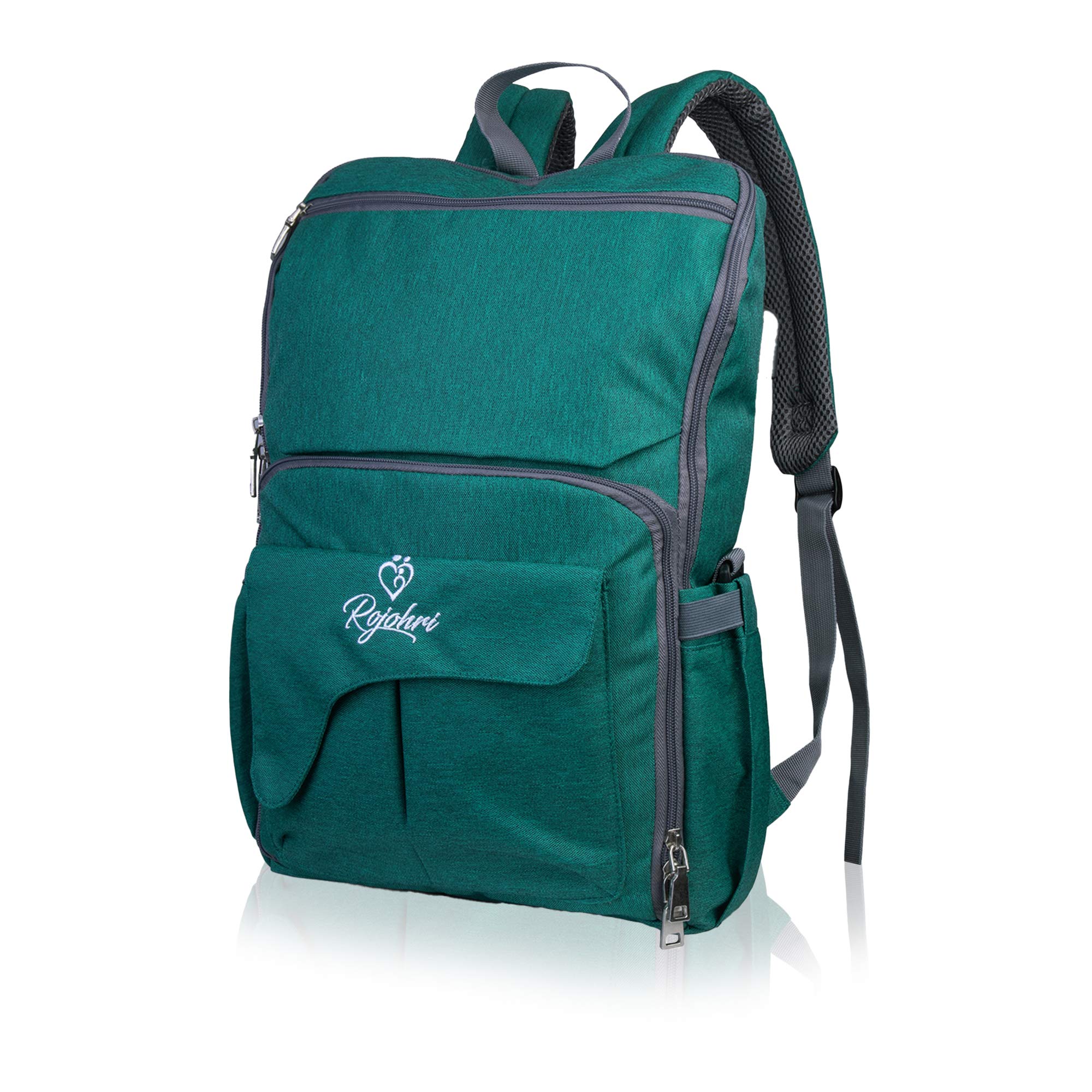 Rojohri Practical Diaper Travel Backpack-Large Multifunctional Baby Bag for Mom and Dad-Compartments for Organizing Essentials, Insulated Pockets- Lightweight and Waterproof Fabric- Teal Blue